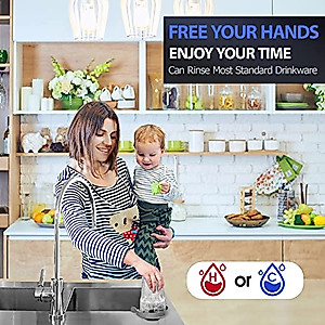 Metal Glass Rinser for Kitchen Sink,Bottle Washer,Faucet Bar Glass Rinser,Kitchen Sink Cup Rinser,Cup Cleaner for Sink,Brush Stainless