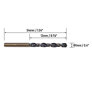 FOCMKEAS 5 PCS 1mm Twist Drill Bit High Speed Steel 4341 Straight Shank Gold and Black Coated Drilling Bits for Home Improvment DIY, Metal/Wood/Plastic