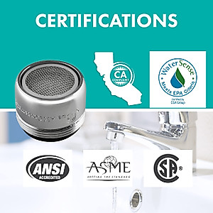 Niagara Conservation 1.5 GPM 0.9-in. Pressure-Compensating Standard Bubble-Spray Faucet Aerator in Chrome, 2-Pack FA012CPB1-WS-2 | CA Compliant Bathroom Sink Faucet and Kitchen Sink Aerator