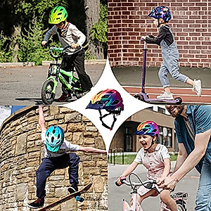 OnBros Kids Bike Helmet - Bike Helmet for 5-14 Boys or Girls with Visor, Children Bicycle Helmet for Skateboard Mountain Scooter Road Cycling, Lightweight and Adjustable 50-57CM