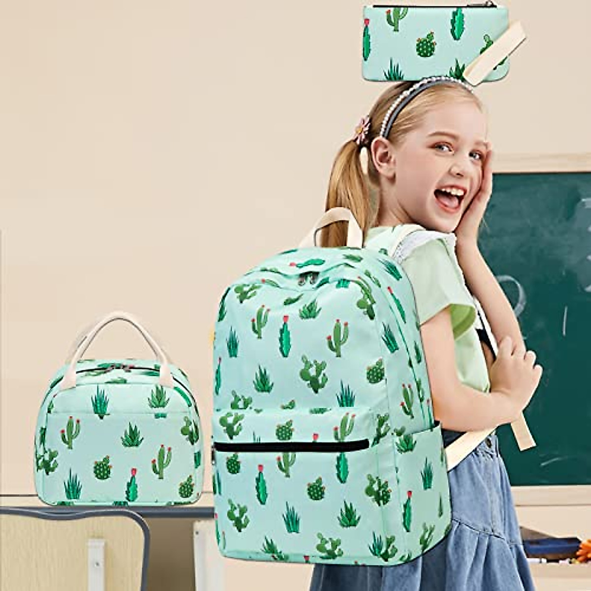 Bluboon Teen Girls Backpack School Book Bag Set with Lunch Box and Pencil Case for Kids and Children