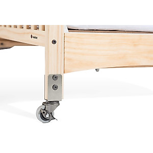 Foundations Serenity Compact Clearview Daycare Crib, Fixed Side, Durable Wood Construction, Adjustable Mattress Board, Clear End Panels. Includes 3” InfaPure Foam Mattress (Natural)