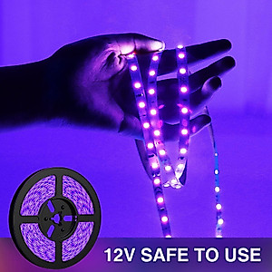 Vbakor 12V 16.4FT Marine Boat Ultra Violet UV Black Light LED Lights Strip, Night Fishing Lights, 5050 LED Waterproof UV Led Strip with Extension Cable for Fishing Boat Pontoon Yacht