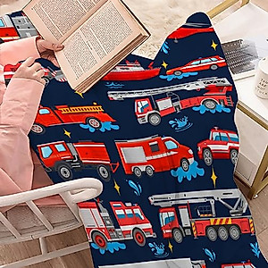 Firetrucks Fire Engines Trucks Throw Blanket Lightweight Blanket Gift for Girls Boys Soft Funny Animal Blanket for Bed Couch Sofa Chairs—All Season 40''x50'' for Kids/Children