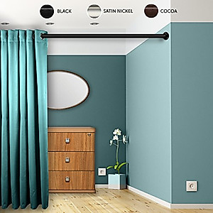 RUDI 1.5 inch Premium Heavy Duty Wall Adjustable 66-115 inch Room Divider Rod with Socket Set, Black