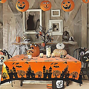 HOFASON 6 Pack Halloween Plastic Tablecloth, Halloween Table Cloth Disposable Rectangle Bats Table Decorations Indoor, 54''x108'' Halloween Table Covers for Halloween Party Outdoor Decor