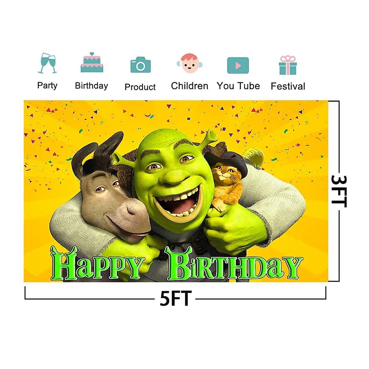 Backdrop for Birthday Party Decorations, Donkey Background for Baby Shower Party Cake Table Decorations Supplies, Banner, 5x3ft