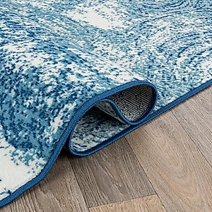Rugshop Contemporary Distressed Circles Soft Area Rug 8' x 10' Blue