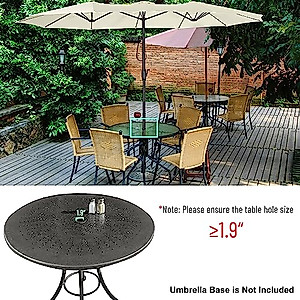 FHFO 15 FT Double Sided Umbrella Outdoor Patio Market Extra Large Umbrella with Crank for Patio, Poolside, Yard, Beige