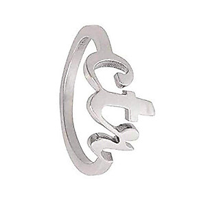 J102 Size 7.5 Stainless Steel Cursive Medium Ring Mormon One Moment In Time LDS CTR