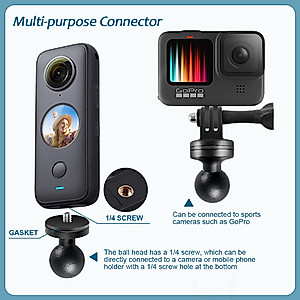 UTV ATV Camera Mount Holder 360°GoPro Roll Bar Mount Accessories Action Cameras Accessory for 1.75"-2" Roll Bar and tube