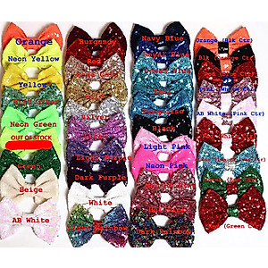 CLGIFT Set of 12 Sequin Bows 5 Inches Large Glitter Bows Wholesale Bows, DIY Fabric Hair Bows - No Clips (Pick Your Own)