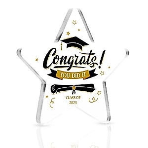 Acrylic 2023 Graduation Gift Desk Ornament for Her Him Class of 2023 High School University Graduation Gifts Table Centerpiece Paperweight for Graduates Boys Girls (Star Style)