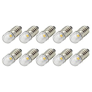 Ruiandsion 10pcs E10 Base Socket LED Bulb 1W 12V Warm White Replace Torch Flashlight Bulbs,Negative Earth