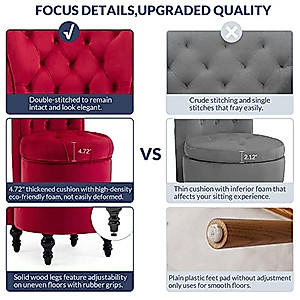 BELLEZE Modern Gothic Style Velvet Accent Chair, Elegant Seating with High Back & Button Details, Contemporary Design for Living Room, Bedroom, Fireplace - Tufted (Red)