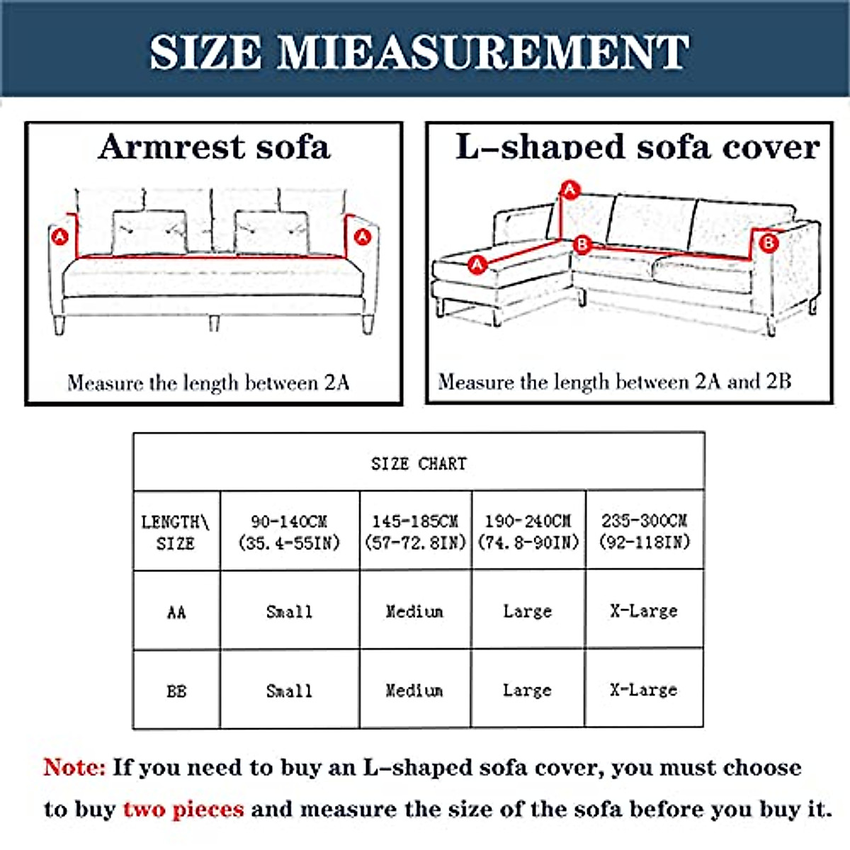 TVPFM Stretch Sofa Slipcover, Jacquard Sofa Cover Elastic Bottom Soft Furniture Protector for L-Shaped Sofa Cover for Pets Living Room-Blue-4 Seater