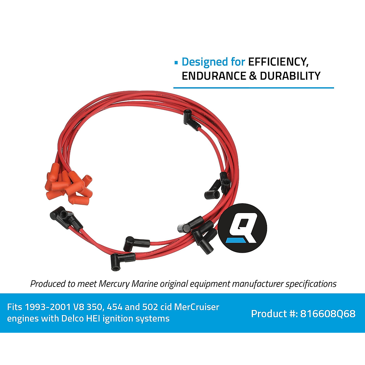 Quicksilver 816608Q68 Red Wire Spark Plug Wire Kit