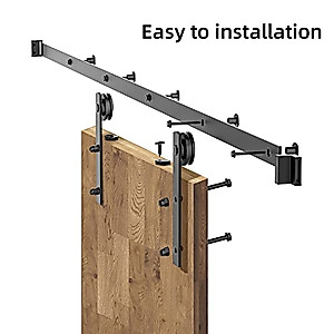 HOME MASTER HARDWARE 6.6 FT Heavy Duty Sturdy Sliding Barn Door Hardware Kit (Whole Set Includes 1x Pull Handle Set & 1x Floor Guide & 1x Latch Lock) Fit 36"- 40" Wide Door Panel (I Shape Hanger)