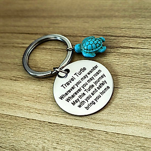 Meimimix Travel Turtle Keychain Wherever You May Wander Good Luck Charm Jewellery for Family Friends