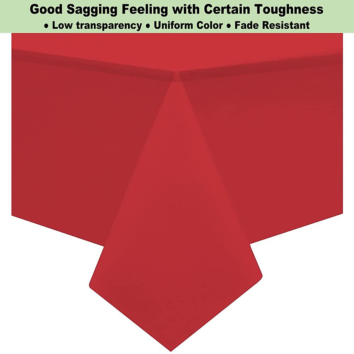 Plastic Red Tablecloths 3 Pack Disposable Table Covers 54 x 108 Inch Ruby Shine Red Table Cloths for Parties Anniversary Thanksgiving Christmas Graduation Wedding, Fits 6 to 8 Foot Rectangle Tables