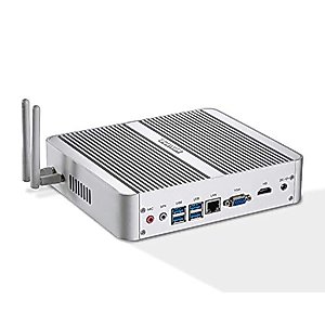KINGDEL Mini Desktop Computer, Fanless, i5 8th Gen. 4 Cores CPU, 16GB DDR4 RAM, 500GB NVMe SSD, 4K: 4096x2304, HD Port, LAN, VGA, 4xUSB 3.0