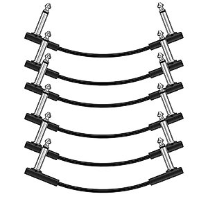 Donner Flat Patch Cables for Guitar Effect Pedal 6 Inch Save Space Clear Sound 1/4" TS Right Angle 6 Packs
