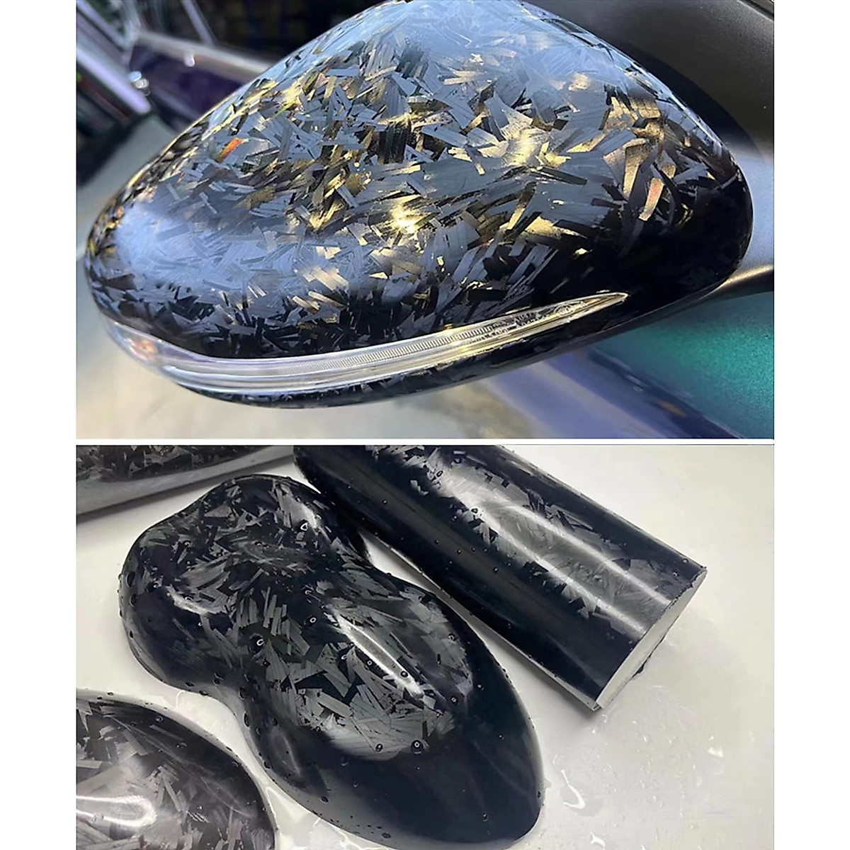 Black Forged Carbon Fiber Vinyl Wrap Roll, Lypumso Matte Black Car Wrap Vinyl with Bubble Free Air Release Auto DIY Decal Vehicle Motorcycle Self Adhesive Sticker (Black Forged Carbon, 1ft x 10ft)