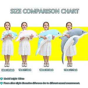 Dolphin Stuffed Animals Plush Pillow Super Soft Sea Animal Plush Toys Dolls for Boys Girls Sleeping Cushion Gift (50cm/19.68in, Grey)