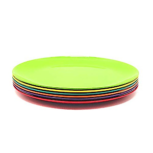 KOXIN-KARLU Melamine Plates, 10.5-inch Dinner Plates Dinnerware Dish, set of 6 in 6 Assorted Colors | 100% Melamine, Dishwasher Safe, BPA Free