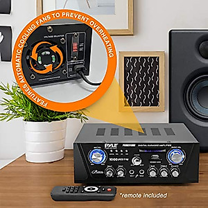 Pyle Bluetooth Digital Home Karaoke Amplifier - 600W Home Audio Desktop Power Amplifier Receiver w/LED Display, Cooling Fan, USB/SD Memory Card Reader, Optical/Coaxial, DVD/Mic Inputs -PKRMX4000