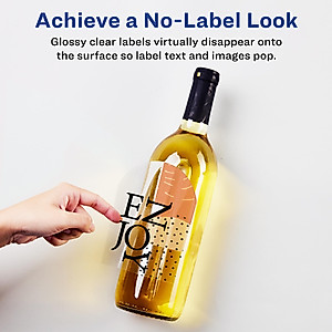 Avery Glossy Clear Arched Labels with Sure Feed, 4.75" x 3.5", 100 Glossy Clear Labels, Print-to-The-Edge, Laser/Inkjet Printable Labels