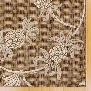 Gertmenian Indoor/Outdoor Kona Coast by Reyn Spooner Runner Rug - 2x6 Runner, Stain & UV Resistant, Ideal for Deck, Patio, Poolside Rooms - Pineapple, Brown, 46657