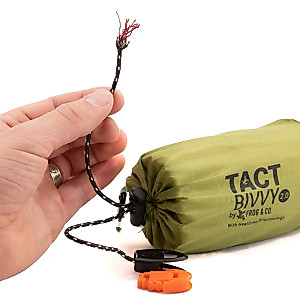Tact Bivvy® 2.0 HeatEcho® Emergency Sleeping Bag, Compact Ultra Lightweight, Waterproof, Thermal Bivy Cover, Emergency Shelter Survival Kit – w/Stuff Sack, Carabiner, Survival Whistle + ParaTinder