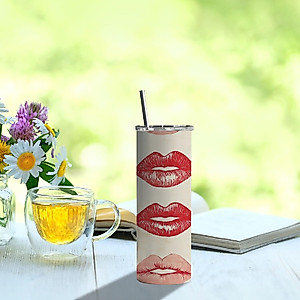 Medpol lipstick kisses valentines insulated tumblers coffee cup Gift，lipstick kisses valentines Drinking Glasses-Tea Cup-Coffee Mug tumbler with lid and straw 20 oz insulated tumbler cups