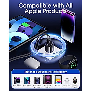 [Fastest & Safest Charging] [Apple Certified Pi Chip] Original iPhone Charger Dual Port 30W GaN III Charger Block, CASEKOO USB C Wall Charger for iPhone 14/14 Pro/14 Pro Max/14 Plus/13 and More,Black