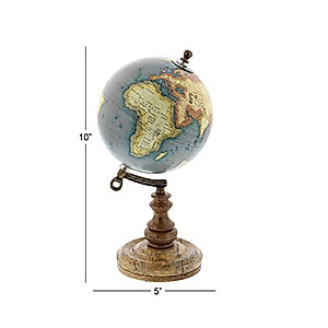 Deco 79 Plastic Globe with Wood Base, 5" x 5" x 10", Brown