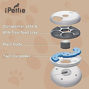 iPettie Donuts Frost 6 Meal Cordless Automatic Pet Feeder, Dry & Wet Food Automatic Cat Feeder with Two Ice Packs, Rechargeable Massive Battery, Programmable Timer, Holds 6 x ½ lb. of Food