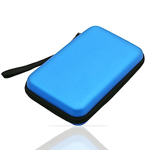 ADVcer 3DS Case, EVA Waterproof Hard Shield Protective Carrying Case with Detachable Hand Wrist Strap Compatible with Nintendo New 3DS XL, New 3DS, 3DS XL, 3DS, 3DS LL or 2DS XL or DSi, DS Lite (Blue)