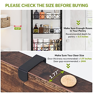 1Easylife Over The Door Pantry Organizer Rack, 6-Tier Adjustable Pantry Organization and Storage, Heavy-duty Metal Door Spice Rack with Detachable Baskets, Hanging Can Organizer for Kitchen Pantry