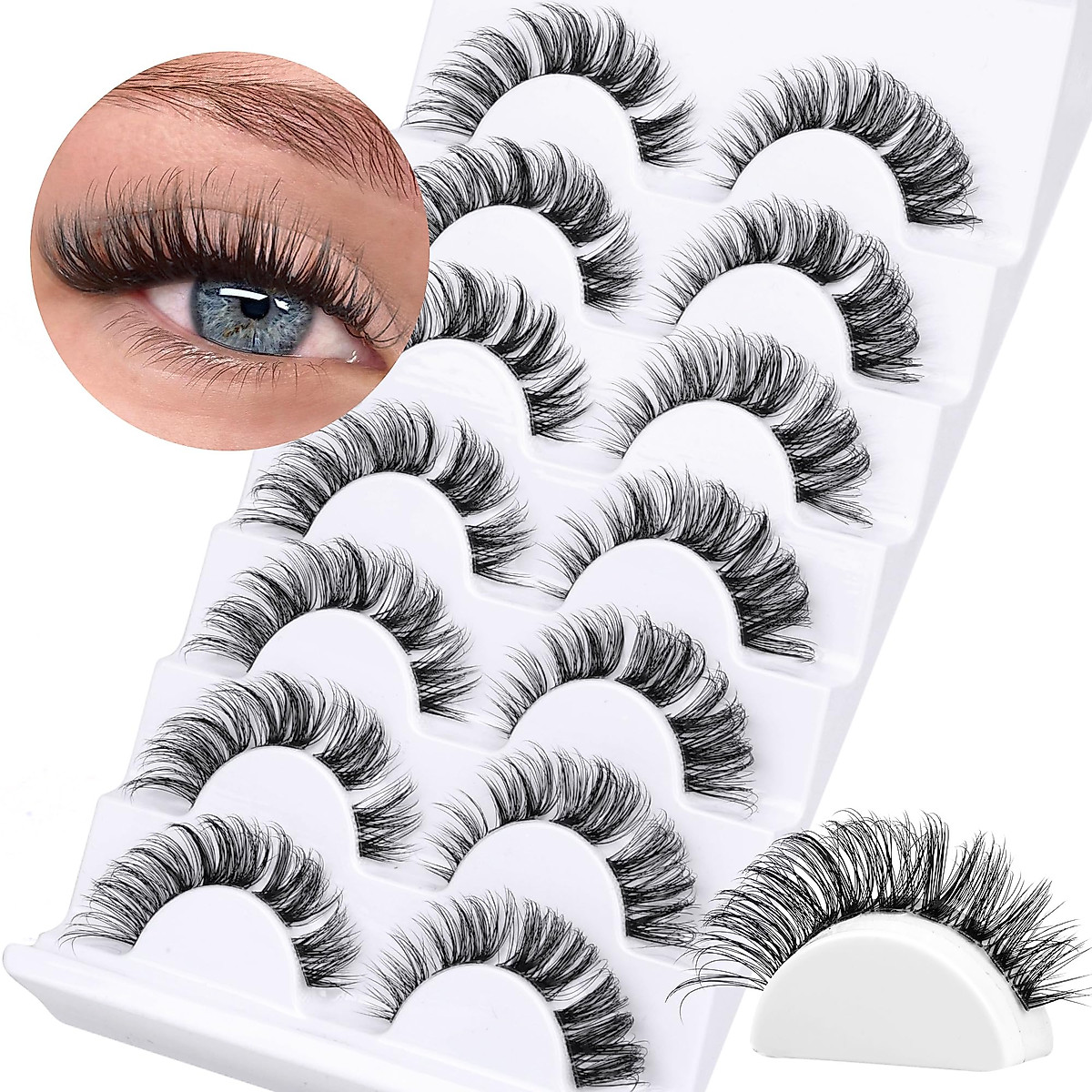 Lash Cluster False Eyelashes Extension Wispy Individual Cluster Lashes Extension Natural Fluffy Eye Lashes Faux Mink Fake Eyelash Clusters Pack by GVEFETIEE