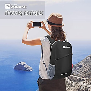 ZOMAKE 20L Small Packable Hiking Backpack for Women Men - Lightweight Travel Hiking Daypack - Water Resistant Foldable Day Pack for Camping Outdoor Sports (Black)