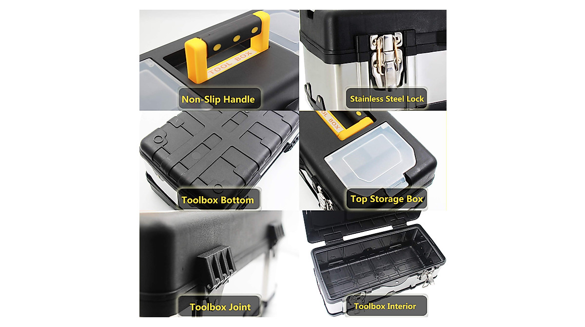 Anyyion 16.5-Inch Tool Box - Durable & Portable Storage