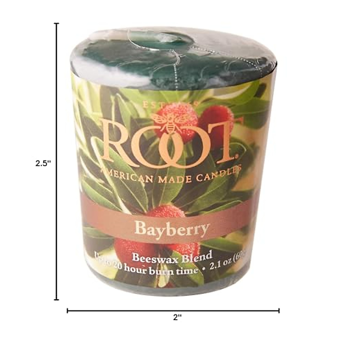 Root Candles 20-Hour Scented Beeswax Blend Votive Candles, 18-Count, Bayberry