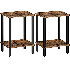TUTOTAK End Table, Set of 2, Side Table, Nightstand, 2-Tier Storage Shelf, Sofa Table for Small Space, Living Room, Bed Room TB01BB035