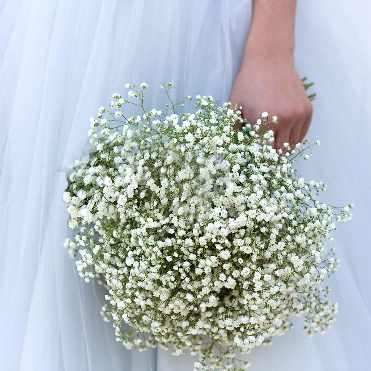 BUSSLANDY Bosslandy Babys Breath Artificial Flowers Fake Bule Bouquet of Flowers for Wedding 12 Pcs Faux Dried Baby's Breath Crown Silk Real Touch Gypsophila for Home Party Garden Decoration(White)