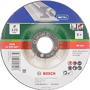 Bosch DIY Trennscheibe Metall für Winkelschleifer (5 Stück, Ø 125 mm, gekröpft, A 30 S BF)