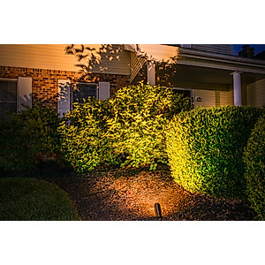 Super Bright LEDs Solid Brass Landscape Spotlight, LED-Ready, Low Voltage 12V AC/DC Up Lighting, Waterproof Garden Fixture, Adjustable Glare Guard, Ground Spike (Warm White MR16 Bulb Included)