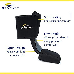 Brace Direct Dorsal Adjustable Night Sleeping Splint - for Plantar Fasciitis Relief, Arch Support, Heel Foot Pain, Tendonitis, Drop Foot