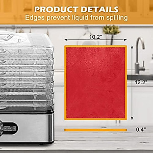 4PCS Silicone Dehydrator Sheets Dehydrator Mats with Edge for Fruit Leather Liquid Fruits Meat Vegetables Herbs,Avkast Non-stick Dehydrator Trays with Silicone Scraper Compatible with Cosori CP267-FD