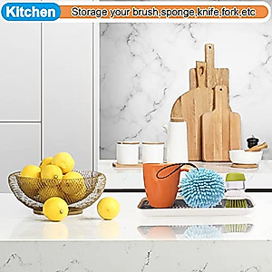 Soap Tray for Kitchen Sink, Soap Sponge Dish Holder with Detachable Drain Tray, Sink Organizer Storage Tray for Kitchen Bathroom (Blue White, 1 Pack)